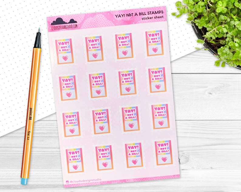 Yay Not a Bill Happy Mail Postage Stamp-shaped for Invites Pen - Etsy