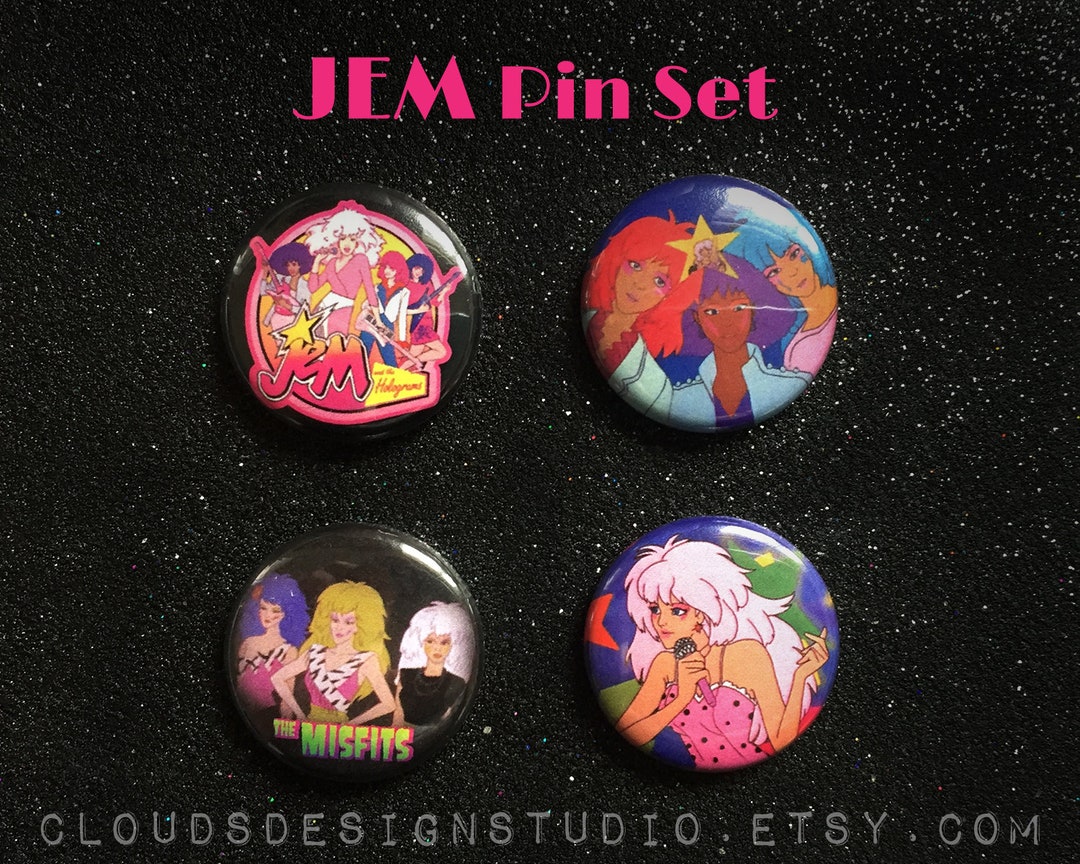 Jem Cartoon 4-piece Pinback 1 Button Set - Etsy