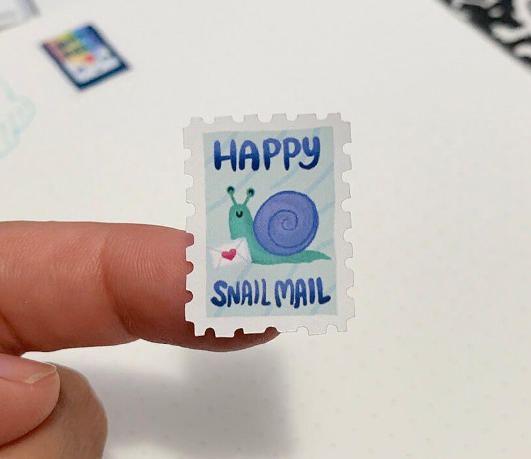 Happy Snail Mail Postage Stamp Shaped Pen Pal Small Business - Etsy