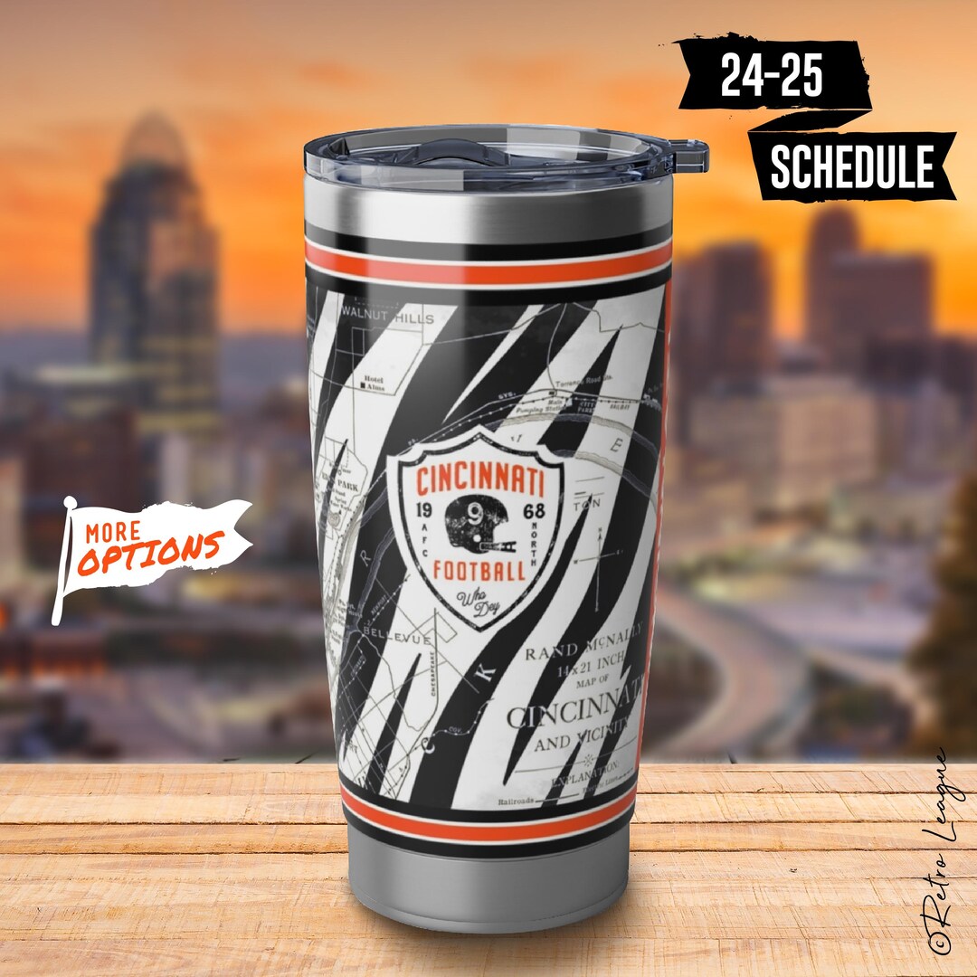 Vintage Cincinnati Bengals Tumbler With Map & Schedule 20oz Stainless ...