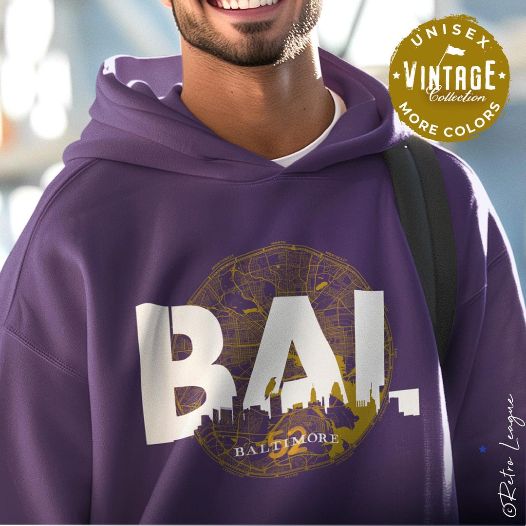 Baltimore Ravens Hoodie Sweatshirt | Baltimore City Map | Vintage ...
