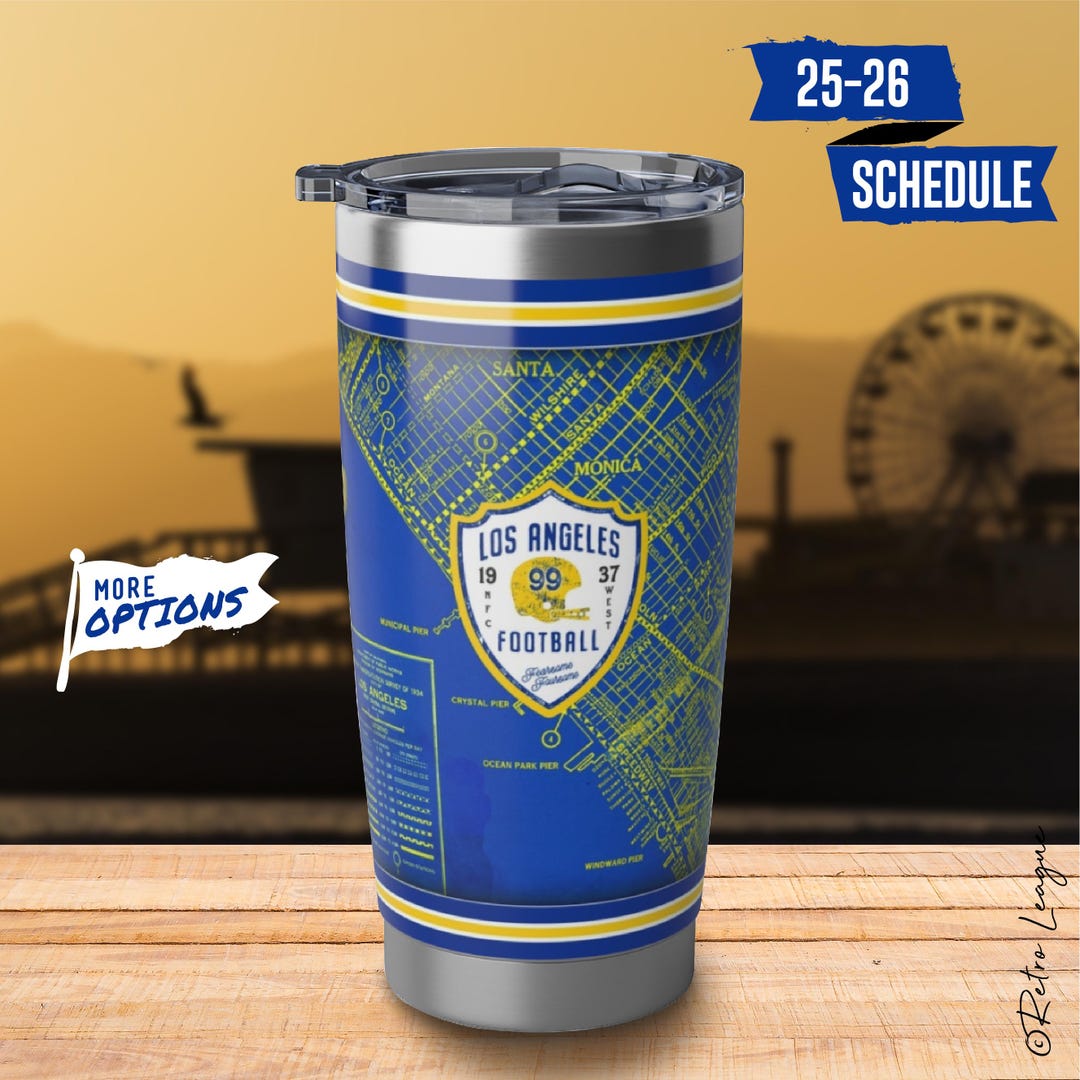 Los Angeles Rams Stainless Steel Tumbler - 20oz, Vintage LA Map & Rams ...
