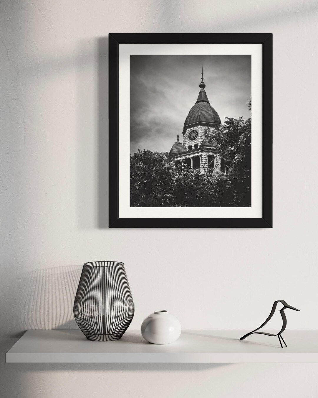 Historic Denton County Courthouse Print Texas Clock Tower Wall Art ...