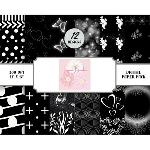 Black and White Digital Paper Pack - Etsy