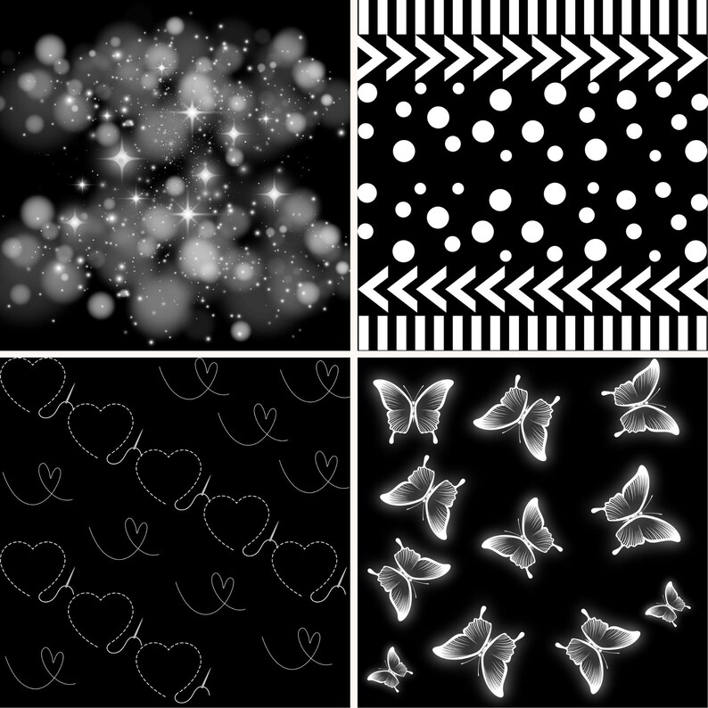 Black and White Digital Paper Pack - Etsy