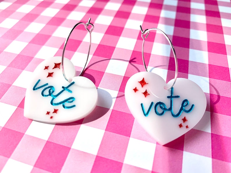 Cute Vote Earrings Acrylic Voting Hoop Earrings Election Day | Etsy