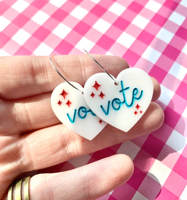 Cute Vote Earrings Acrylic Voting Hoop Earrings Election Day | Etsy