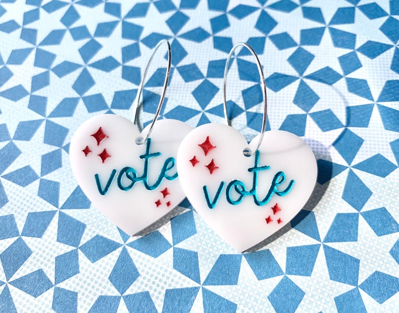Cute Vote Earrings Acrylic Voting Hoop Earrings Election Day | Etsy