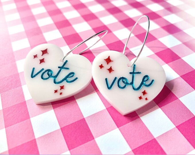Cute Vote Earrings, Acrylic Voting Hoop Earrings, Election Day ...