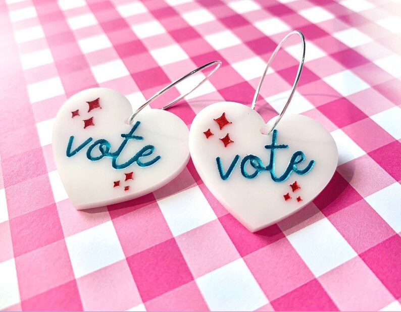 Cute Vote Earrings Acrylic Voting Hoop Earrings Election Day | Etsy