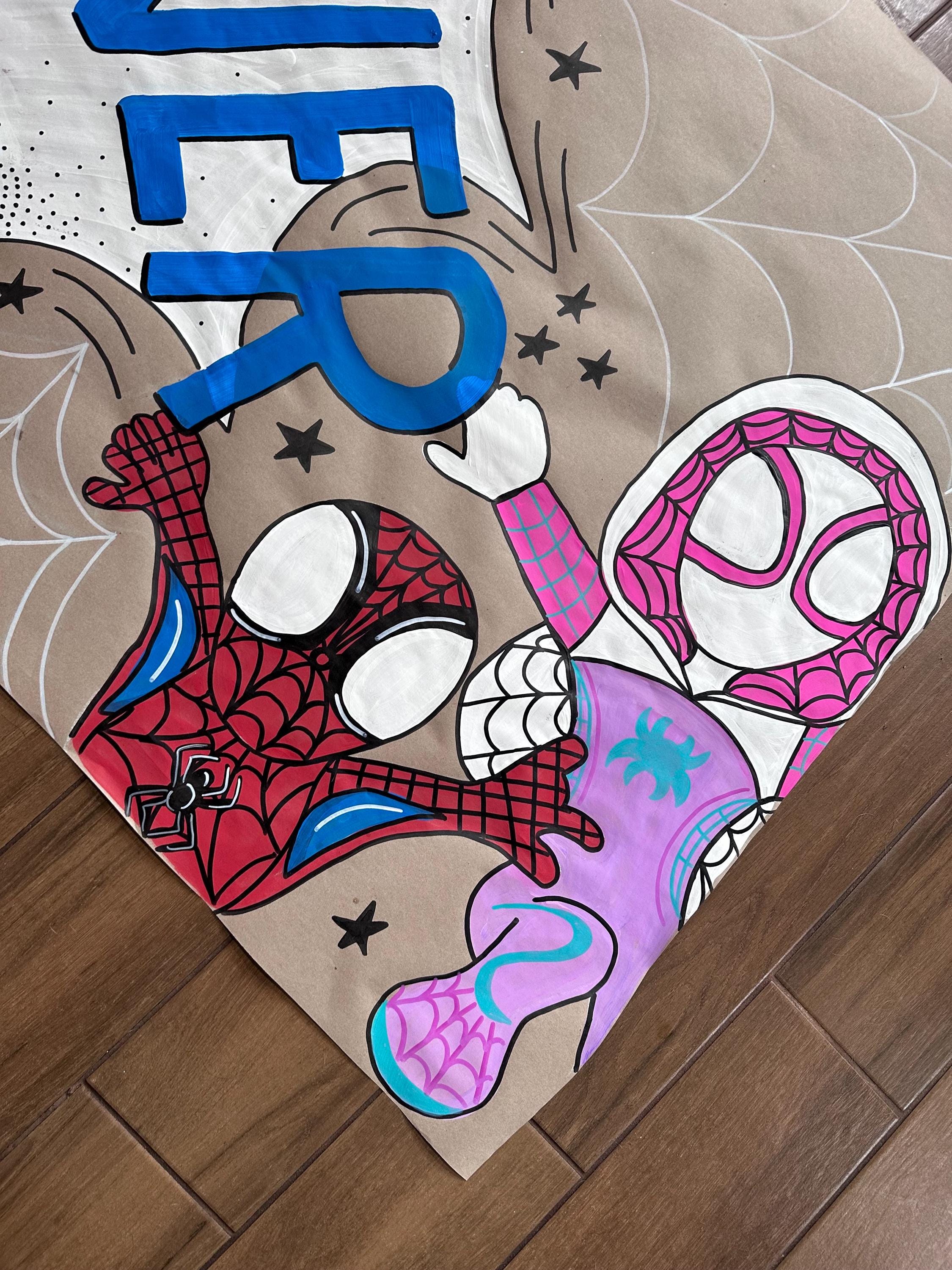 Spidey and Friends Birthday Custom Painted Banner (36in X 60in) - Etsy