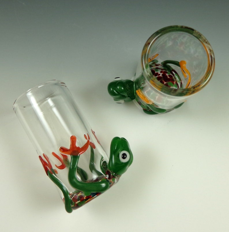 Shot Glass Smashed Frog Figural Cordial Blown Glass Frog - Etsy