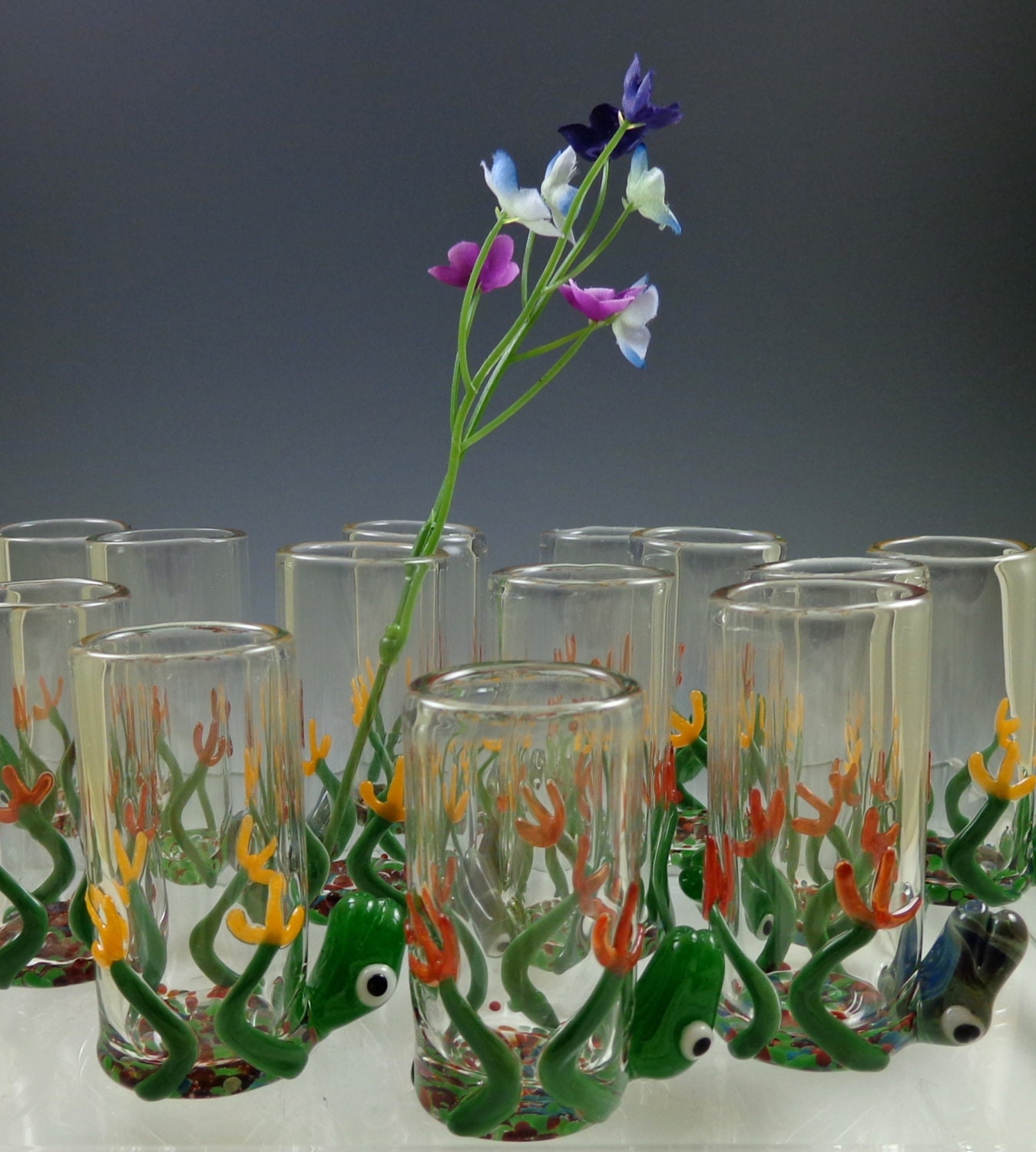 Shot Glass Smashed Frog Figural Cordial blown glass frog | Etsy