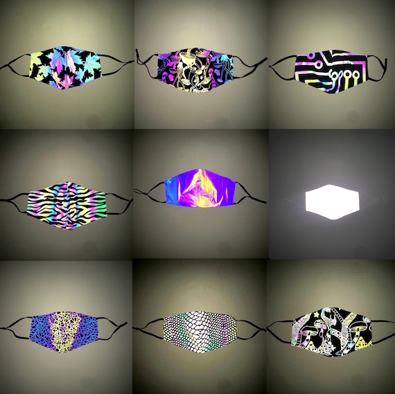 9 Designs Reflective Face Mask Costume Rave Concert Mask - Etsy
