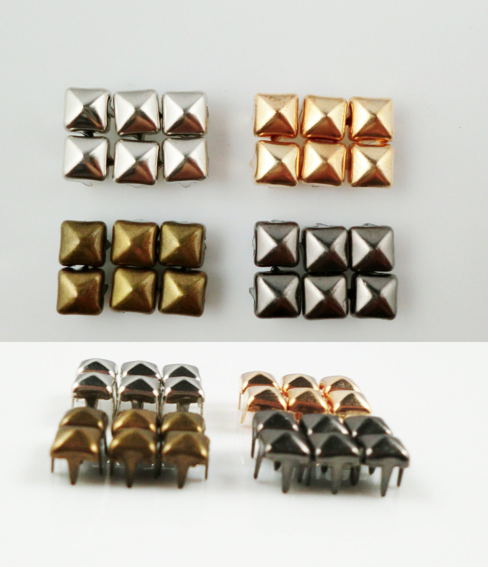 200pcs 4mm 4 Prongs Metal Pyramid Studs Spots Punk Fashion Nailhead ...