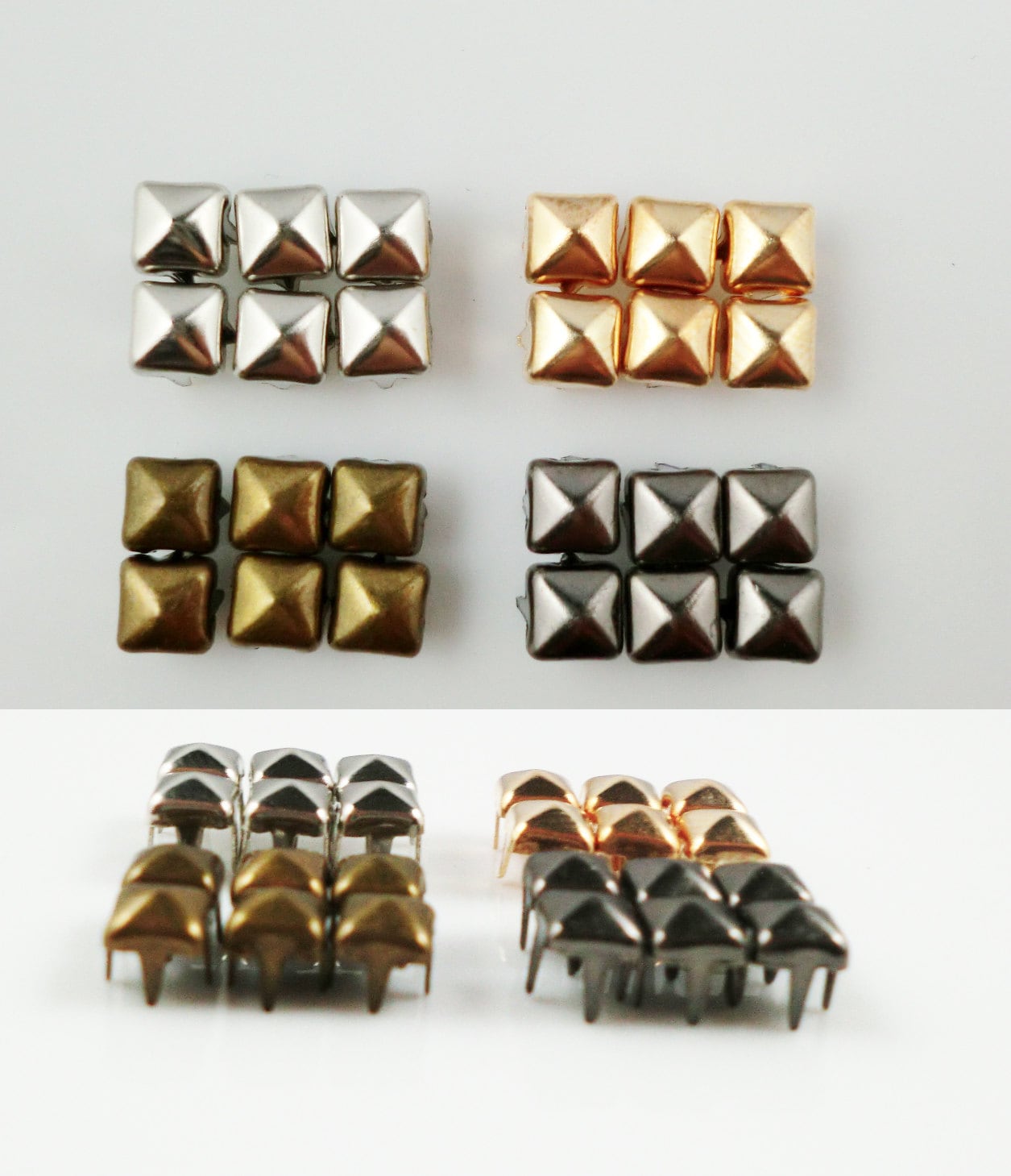 200pcs 4mm 4 Prongs Metal Pyramid Studs Spots Punk Fashion Nailhead ...