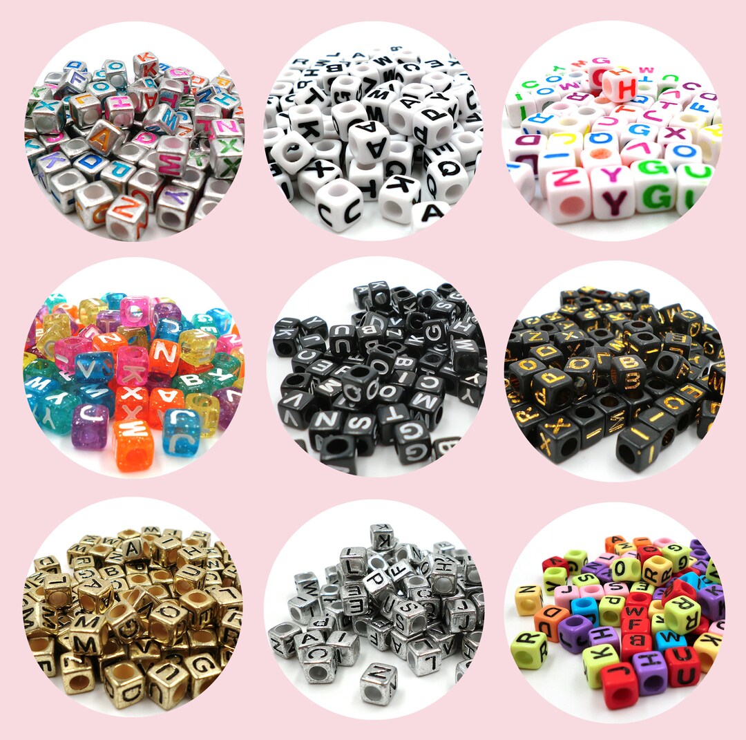300pcs Mixed Alphabet Acrylic Letter Beads Assorted Cube Name Spacer ...