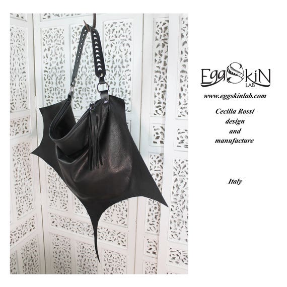 Soft Leather Bat Purse Black Italian Leather Shoulder or - Etsy