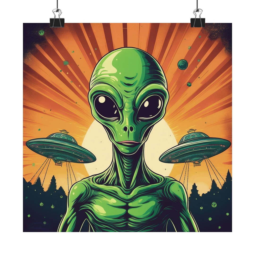 CUSTOM PRINT: Alien in the Forest - Square Matte Vertical Poster - Etsy