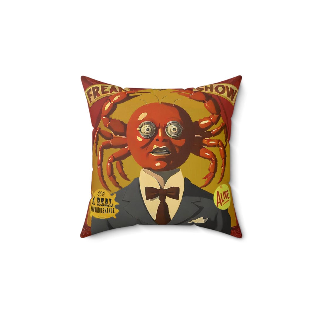 Half-crab, Half-man Freak Show - Square Throw Pillow, Cushion Cover ...