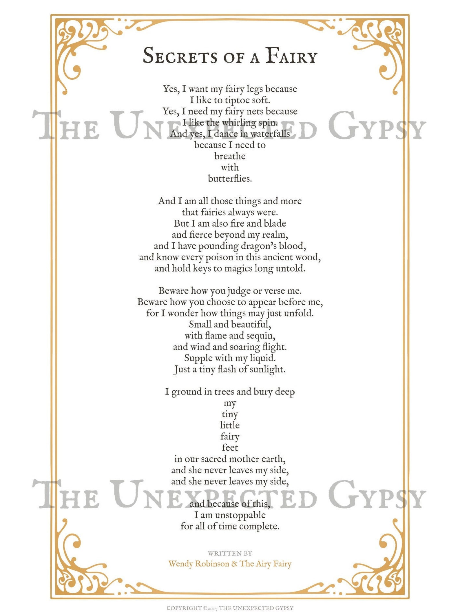 Secrets of a Fairy Poem - Printable Original Poem by Me - Instant ...