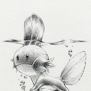 Mudkip - 5 X 7" Print (pokemon Drawing, Art, Artwork, Gaming, Nintendo ...
