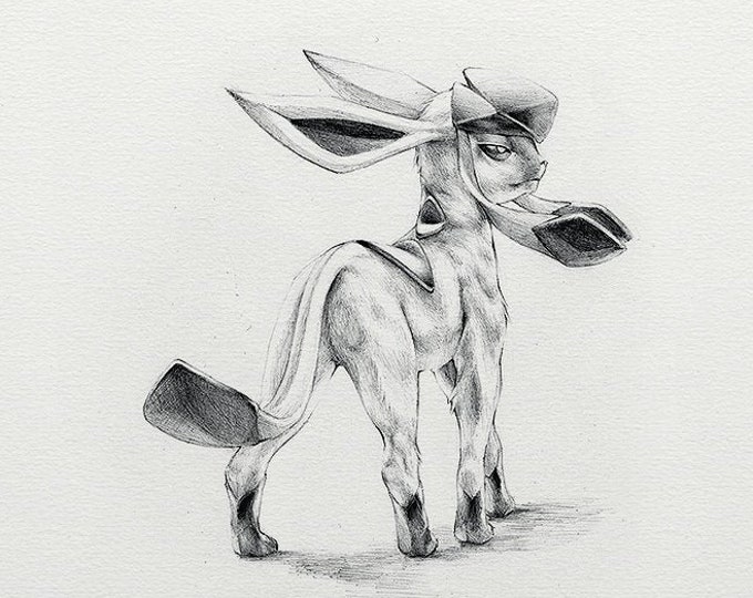 Glaceon - 8 X 10" Print (pokemon Drawing, Ice, Art, Artwork, Gaming ...