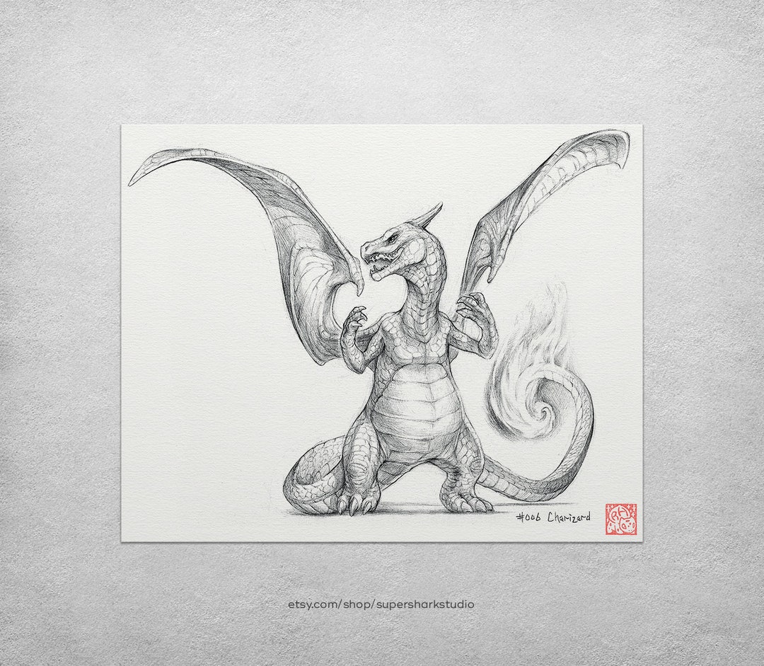 Charizard - 8 X 10" Print (pokemon Drawing, Art, Artwork, Gaming ...
