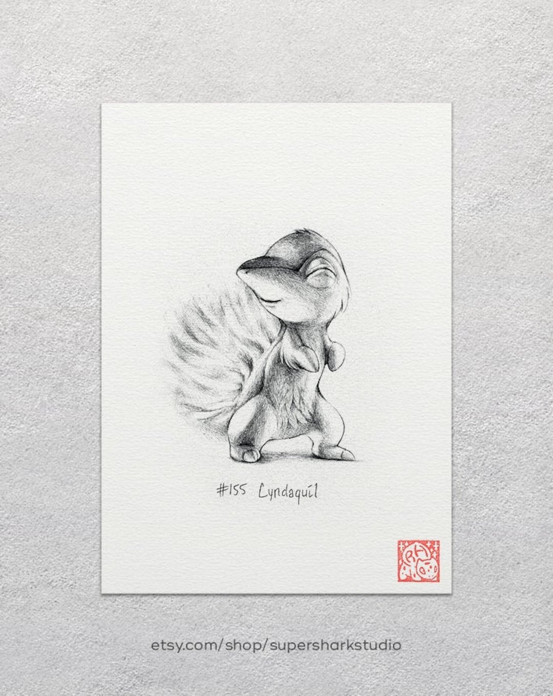 Cyndaquil 5 X 7 Print pokemon Drawing, Fire, Art, Artwork, Gaming ...