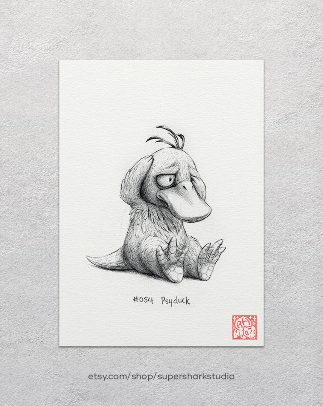 Psyduck - 5 X 7" Print (pokemon Drawing, Art, Artwork, Gaming, Nintendo ...