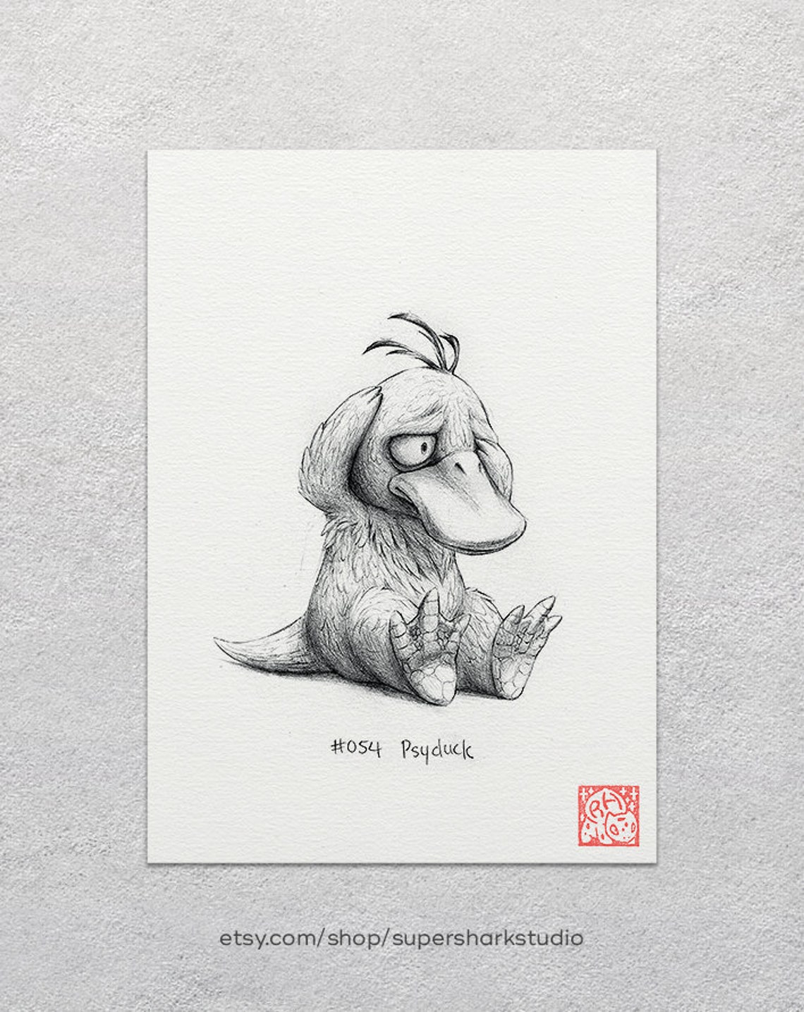 Psyduck 5 X 7 Print pokemon Drawing Art Artwork - Etsy
