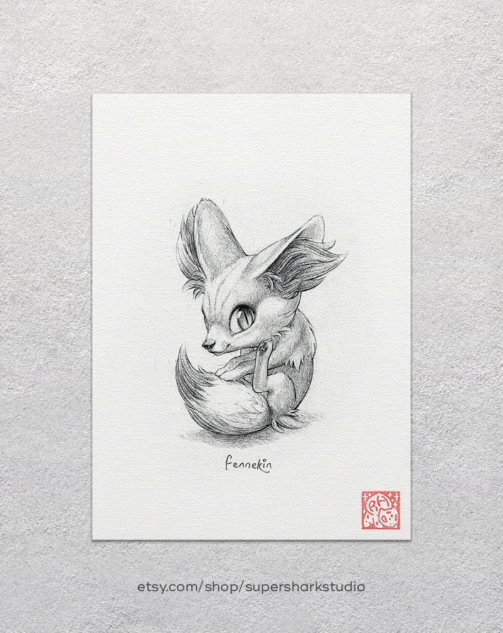 Fennekin 5 X 7 Print pokemon Fire Drawing Art - Etsy Australia