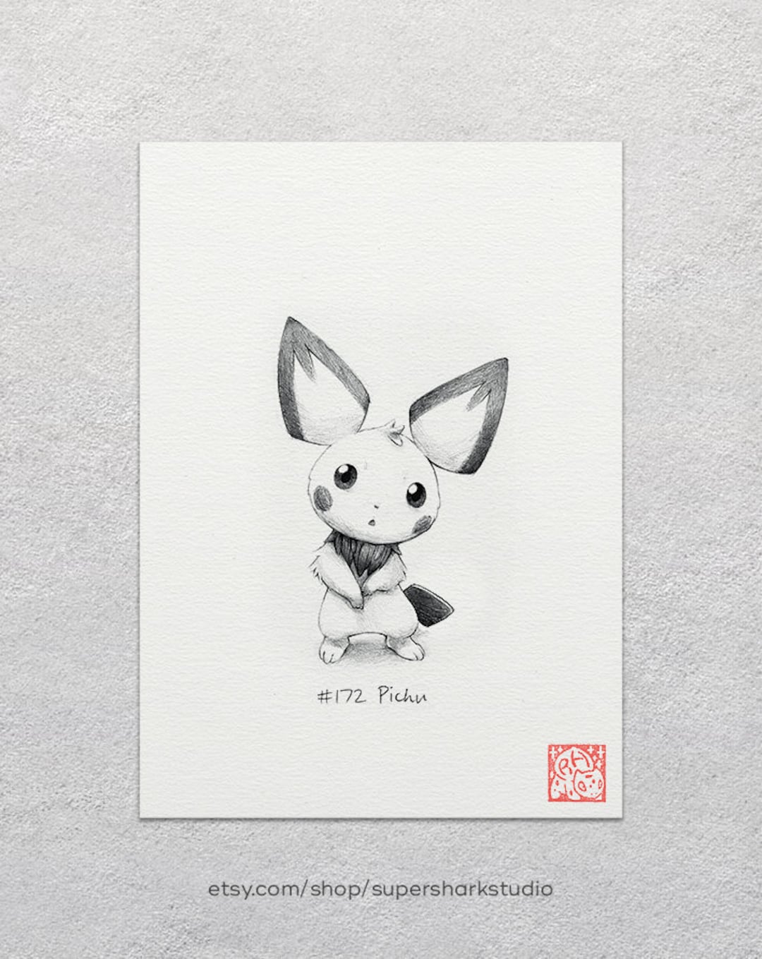 Pichu - 5 X 7" Print (pokemon Drawing, Art, Artwork, Gaming, Nintendo ...