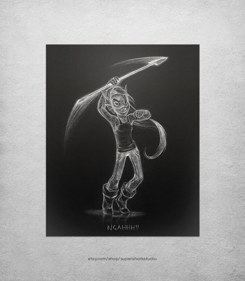 Undyne 8 x 10 print undertale drawing dark fish | Etsy