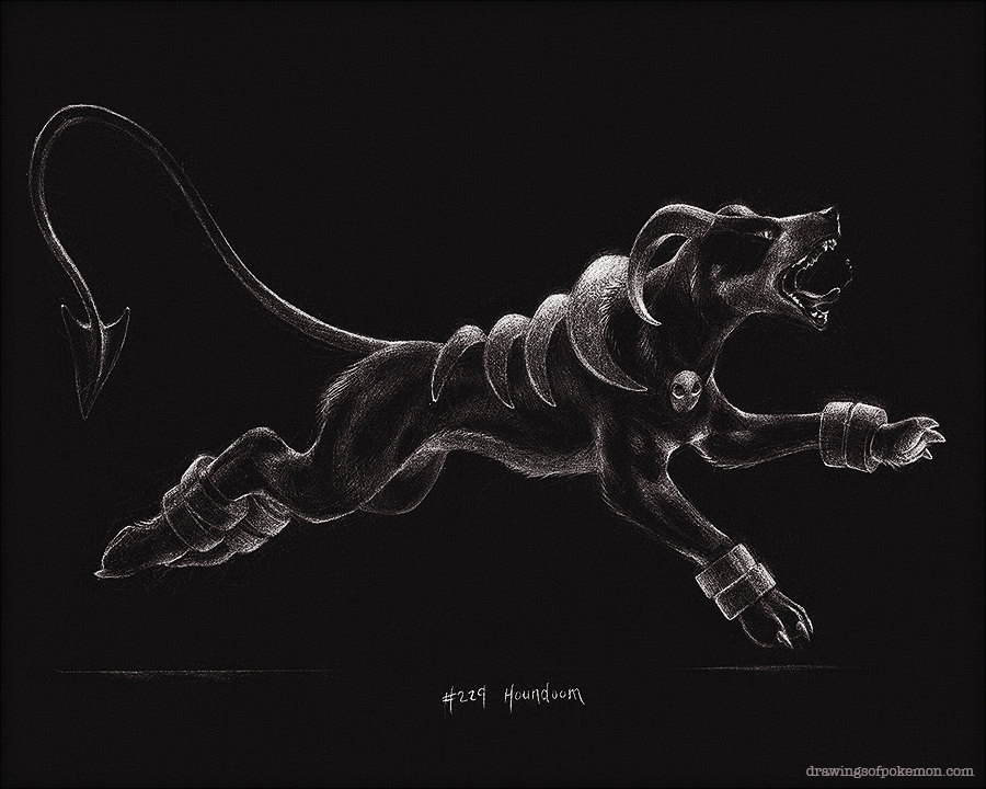 Houndoom 8 X 10 Print pokemon Drawing Dark Fire - Etsy UK