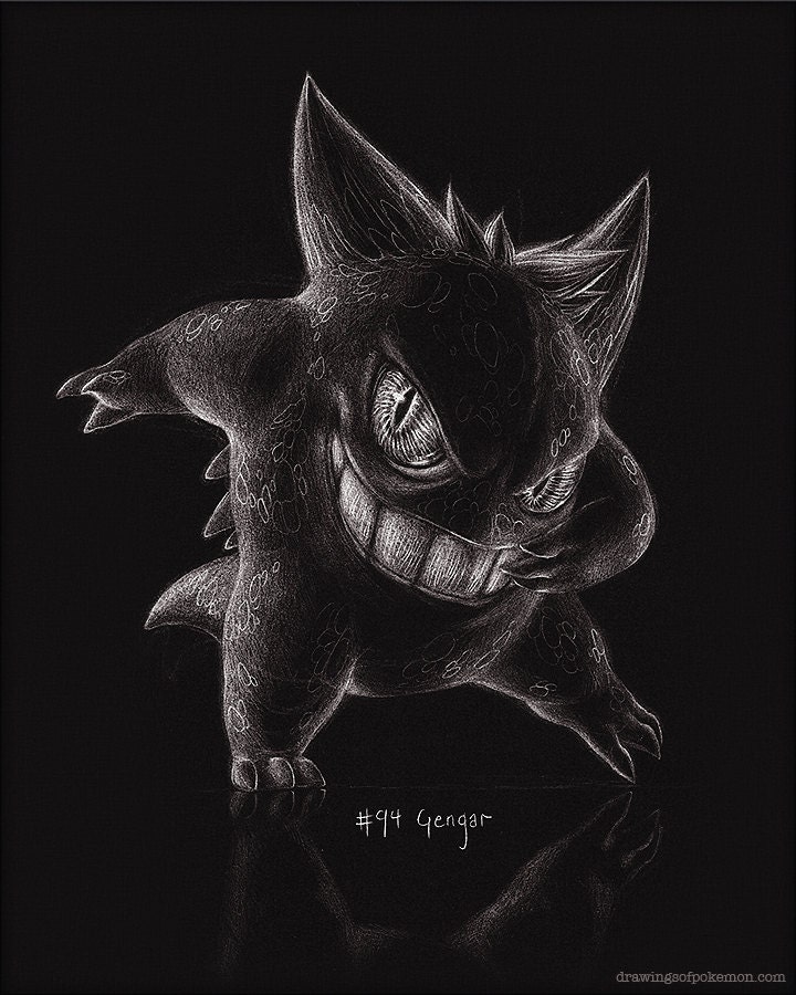 Gastly, Haunter and Gengar - Pokémon Ghost Trio - Set of Three Prints ...