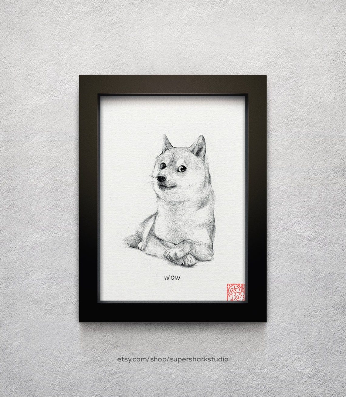 Doge 5 X 7 Print doge Drawing Many Art so Artwork - Etsy