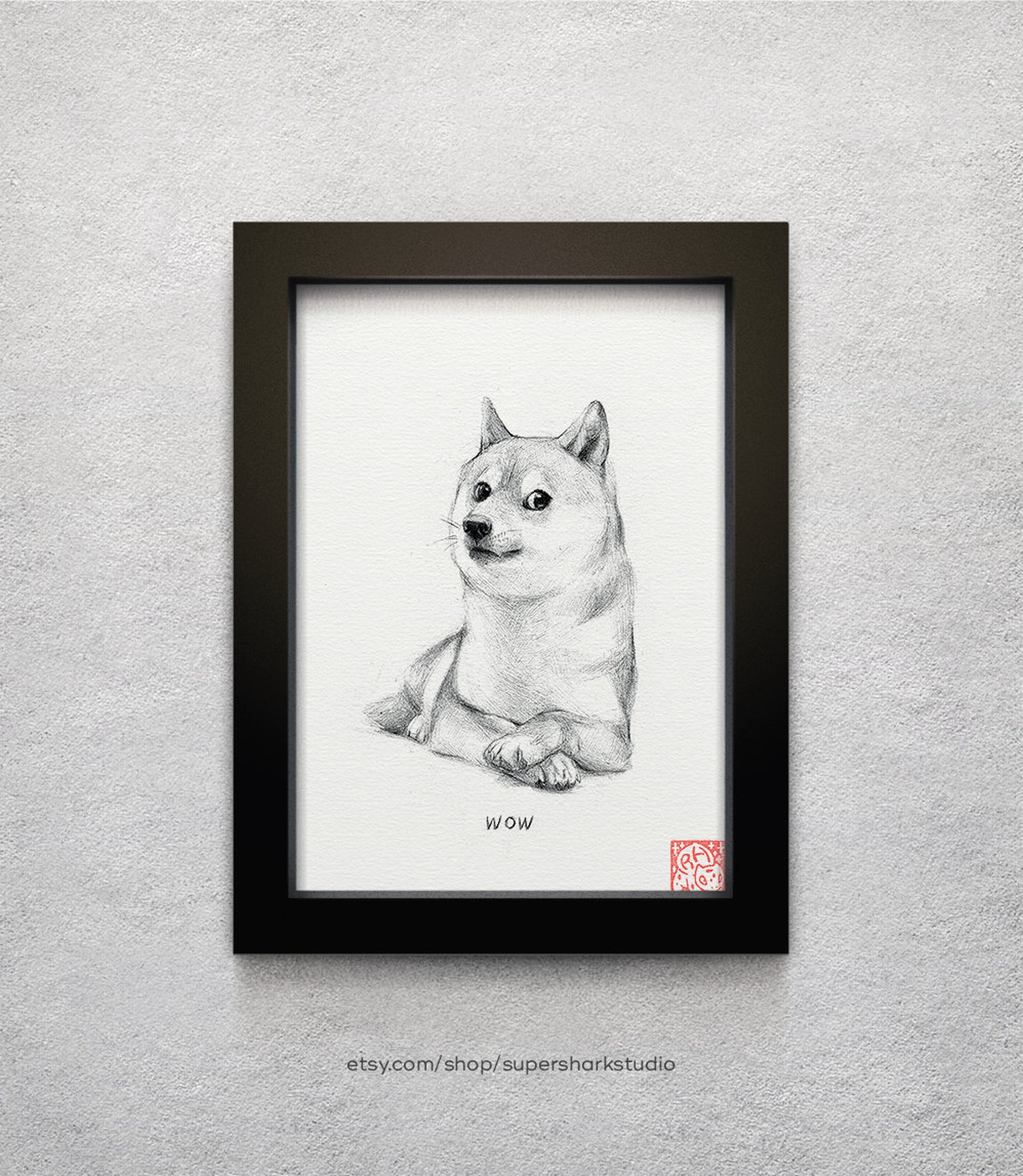 Doge - 5 X 7" Print (doge Drawing, Many Art, so Artwork, Such Internet ...