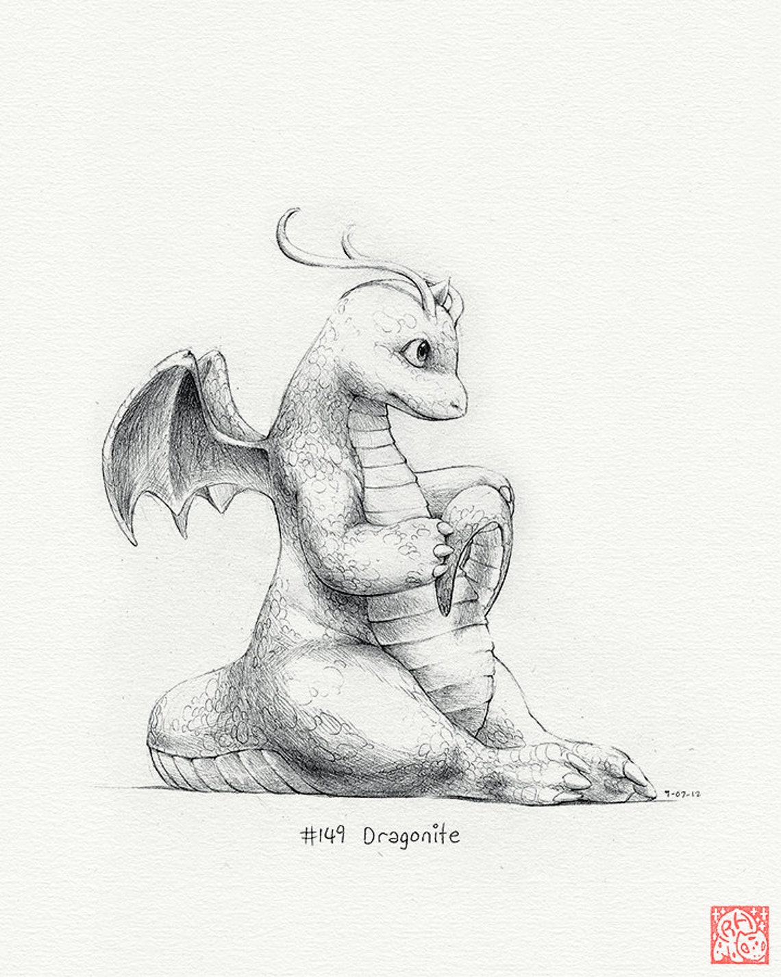 Dragonite 8 X 10 Print pokemon Drawing Art Artwork | Etsy