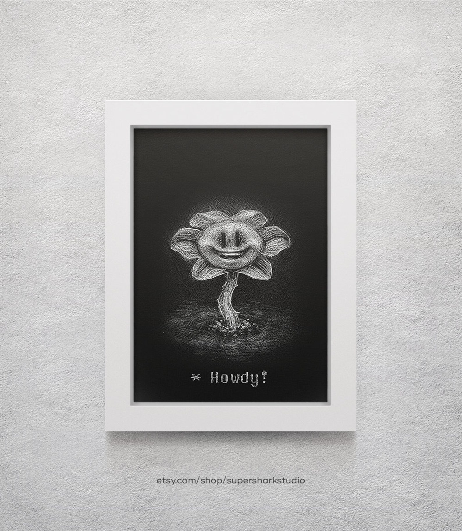 Flowey 5 X 7 Print undertale Flower Drawing Art | Etsy