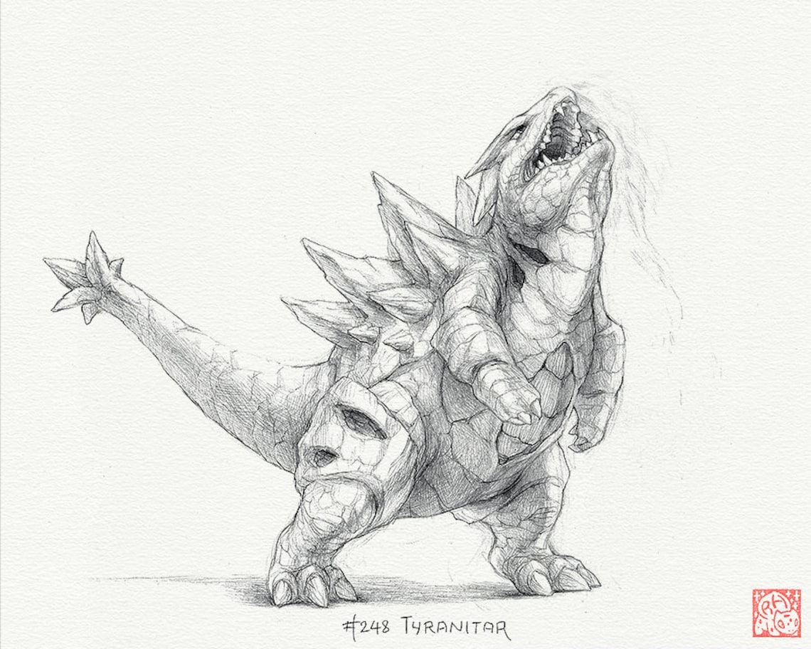 Tyranitar - 8 X 10" Print (pokemon Drawing, Art, Artwork, Gaming ...