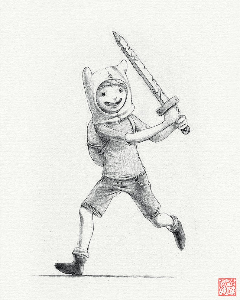 Finn the Human - 8 X 10" Print (adventure Time Drawing, Art, Artwork ...