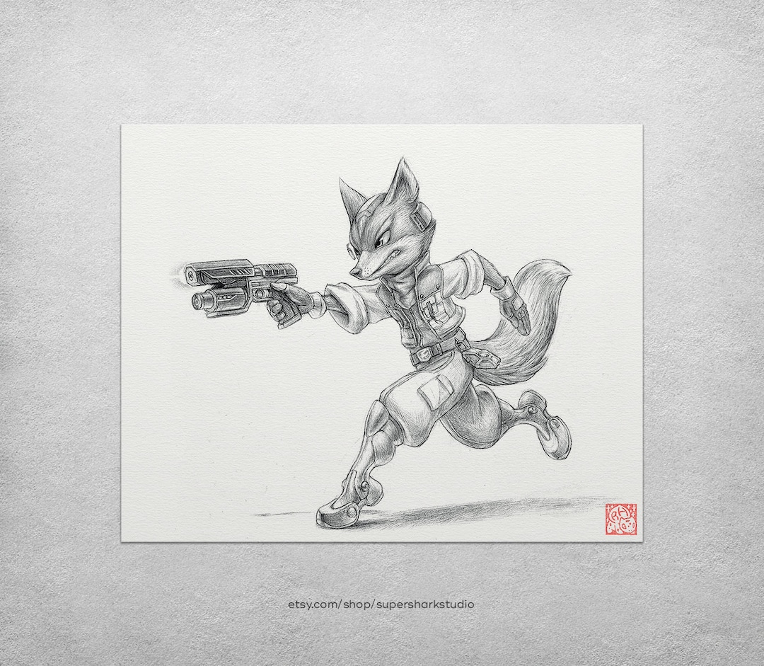 Fox Mccloud - 8 X 10" Print (starfox Drawing, Ink, Art, Artwork, Gaming ...