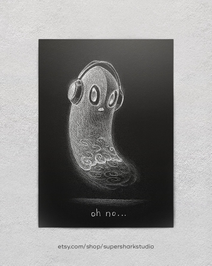 Napstablook - 5 X 7" Print (undertale, Ghost, Drawing, Art, Artwork ...