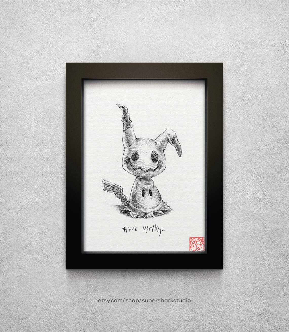 Mimikyu 5 X 7 Print pokemon Drawing Art Artwork | Etsy