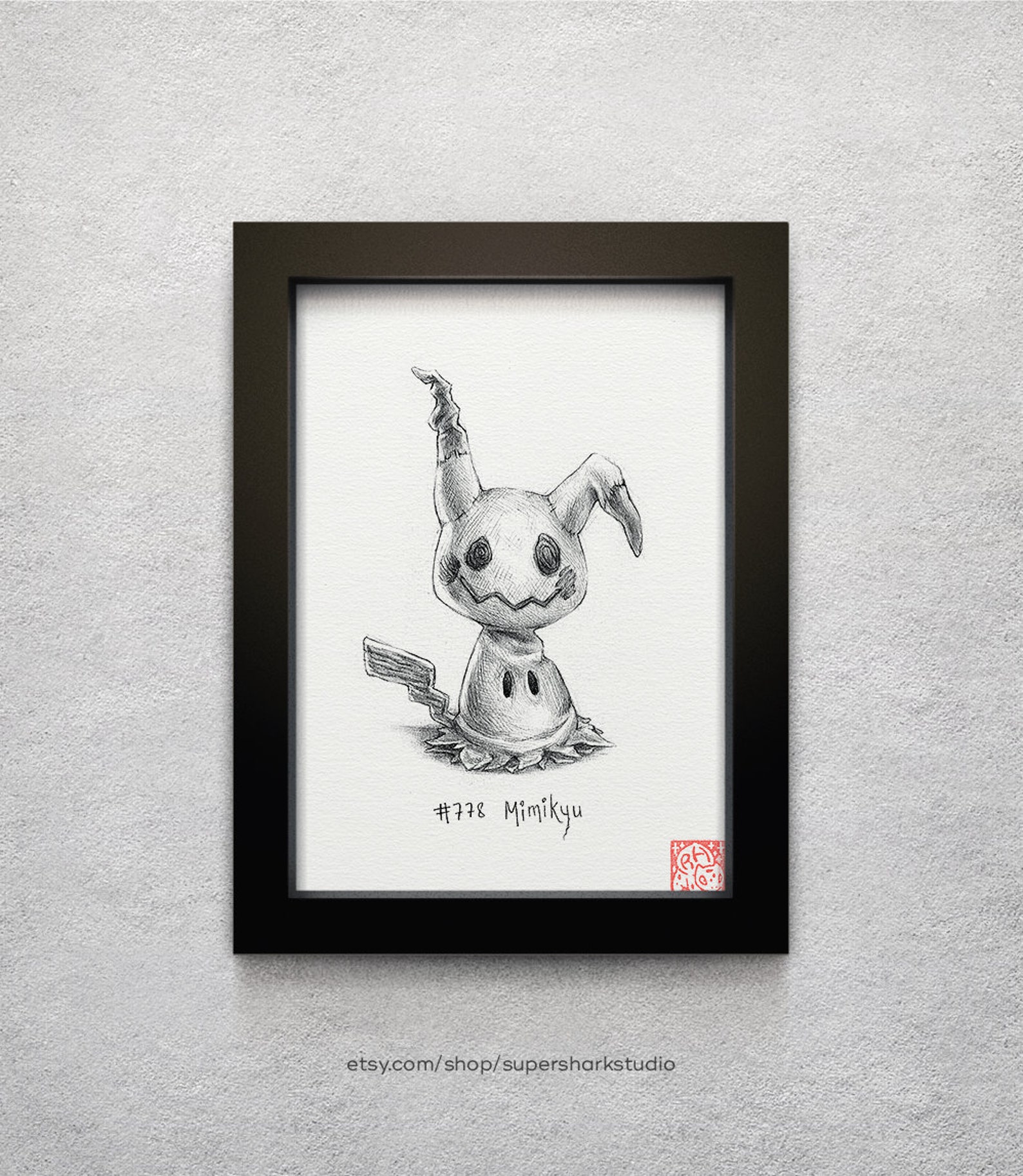 Mimikyu 5 X 7 Print pokemon Drawing Art Artwork | Etsy