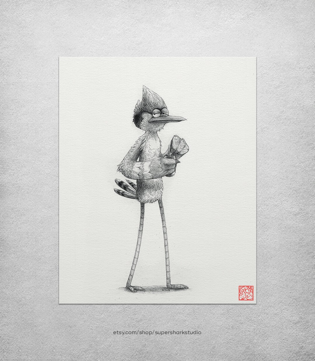 Mordecai - 8 X 10" Print (regular Show Drawing, Art, Artwork, Cartoon ...