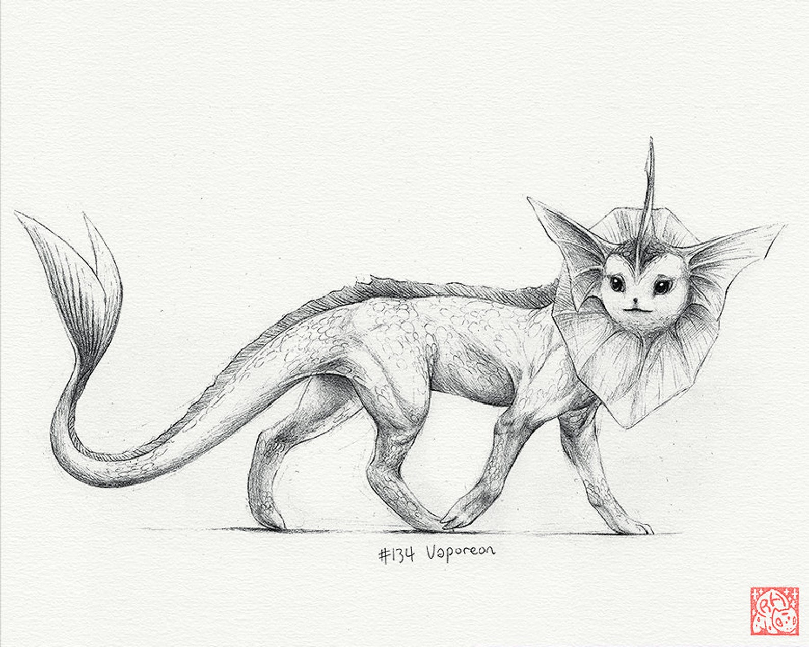 Vaporeon 8 X 10 Print pokemon Drawing Water Art | Etsy