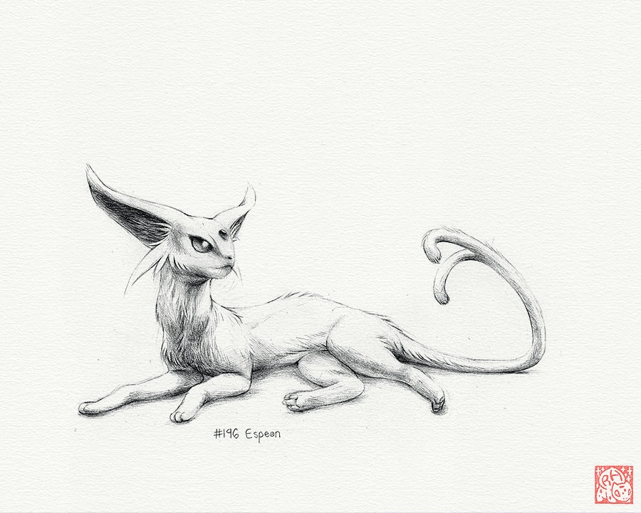 Espeon 8 X 10 Print pokemon Drawing Art Artwork | Etsy