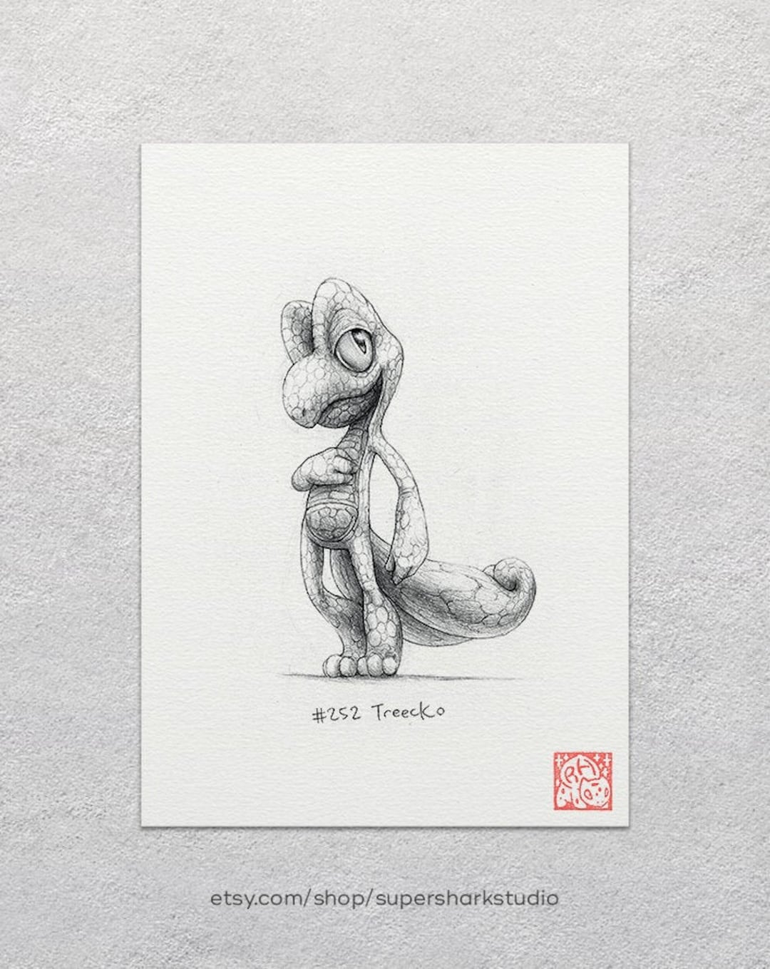 Treecko - 5 X 7" Print (pokemon Drawing, Art, Artwork, Gaming, Nintendo ...